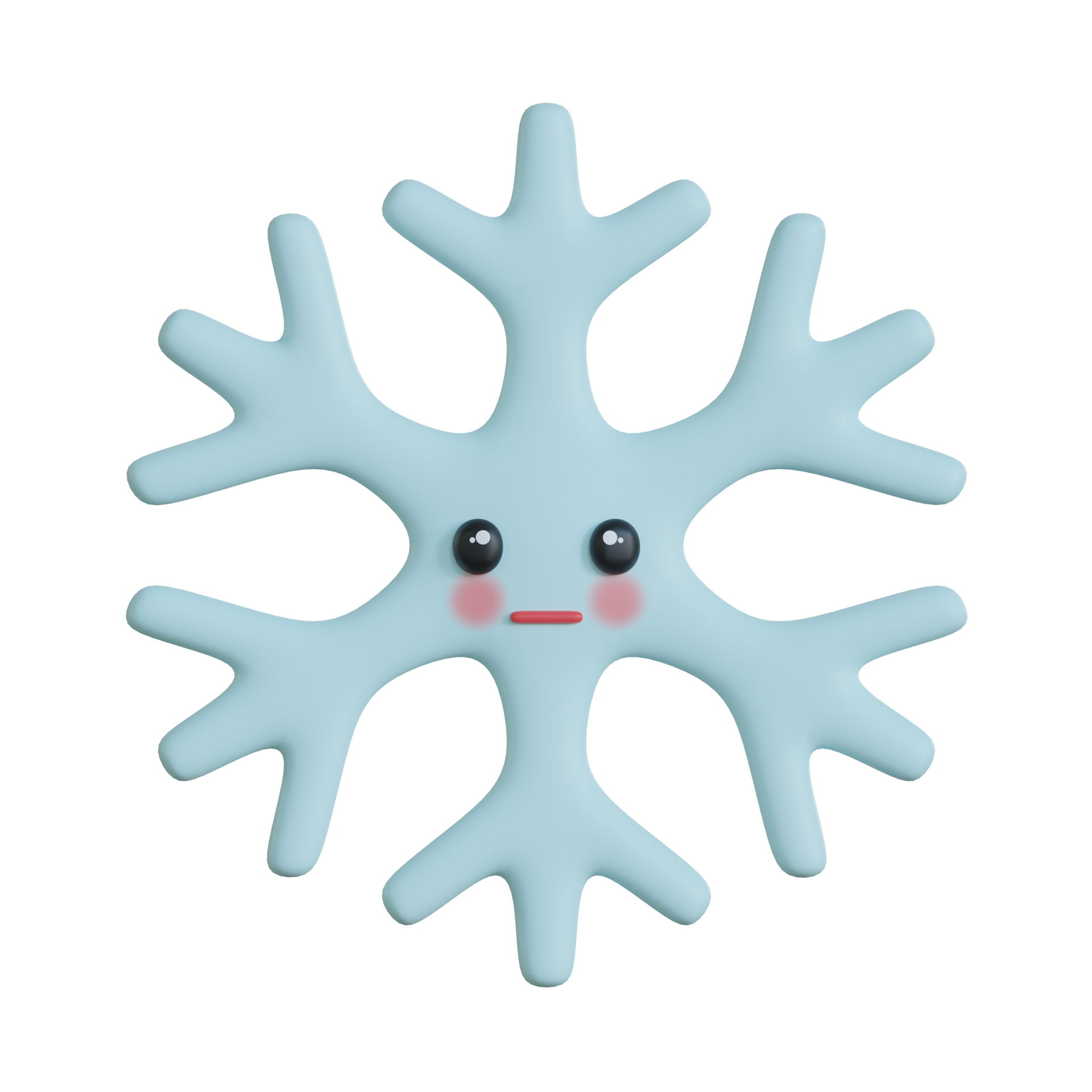 Snowflake Mint Funny Sad Face With Eyes And Pink Cheeks And Lips Kawaii ...