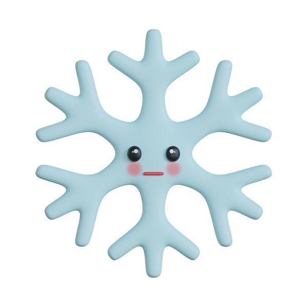 Snowflake Mint Funny Sad Face With Eyes And Pink Cheeks And Lips Kawaii ...