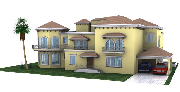 spanish villa house building 3d model