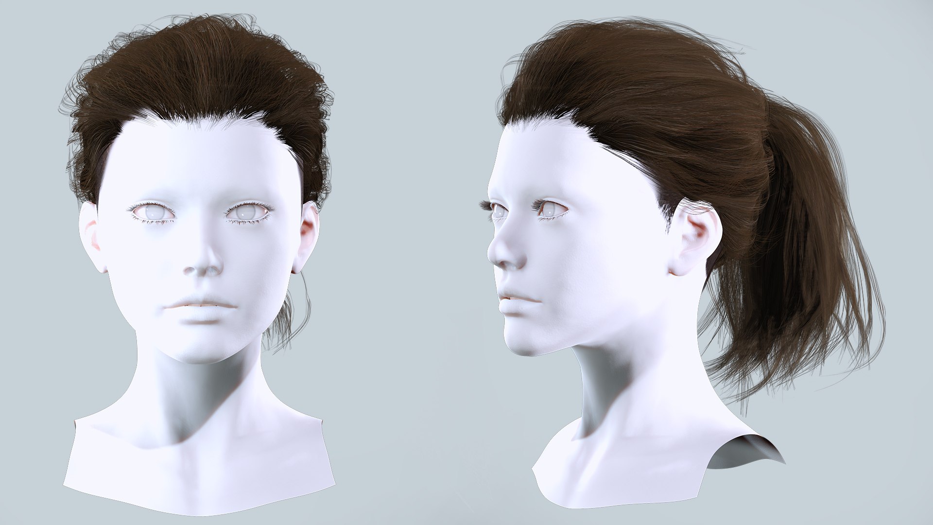 3D Realistic Brunette Ponytail - Game Ready Hairstyle - TurboSquid 2393435
