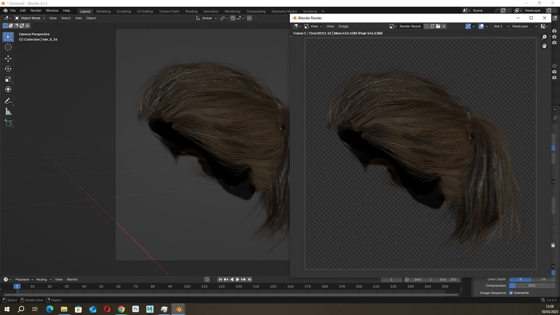 3D Realistic Brunette Ponytail - Game Ready Hairstyle - TurboSquid 2393435