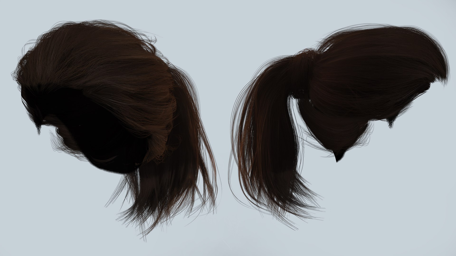 3D Realistic Brunette Ponytail - Game Ready Hairstyle - TurboSquid 2393435