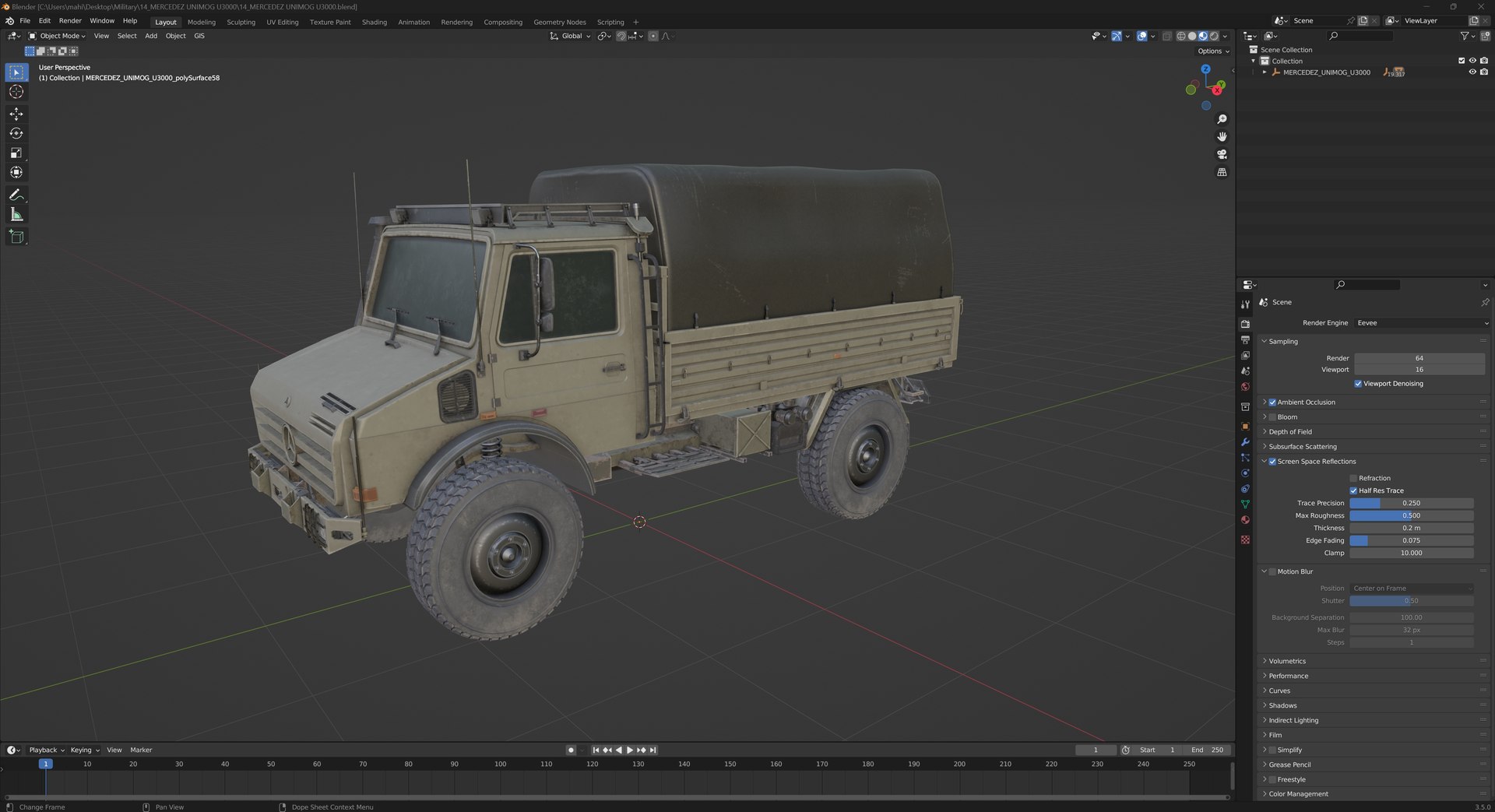 Mercedes Benz Unimog U3000 Truck 3D Model - TurboSquid 2241241