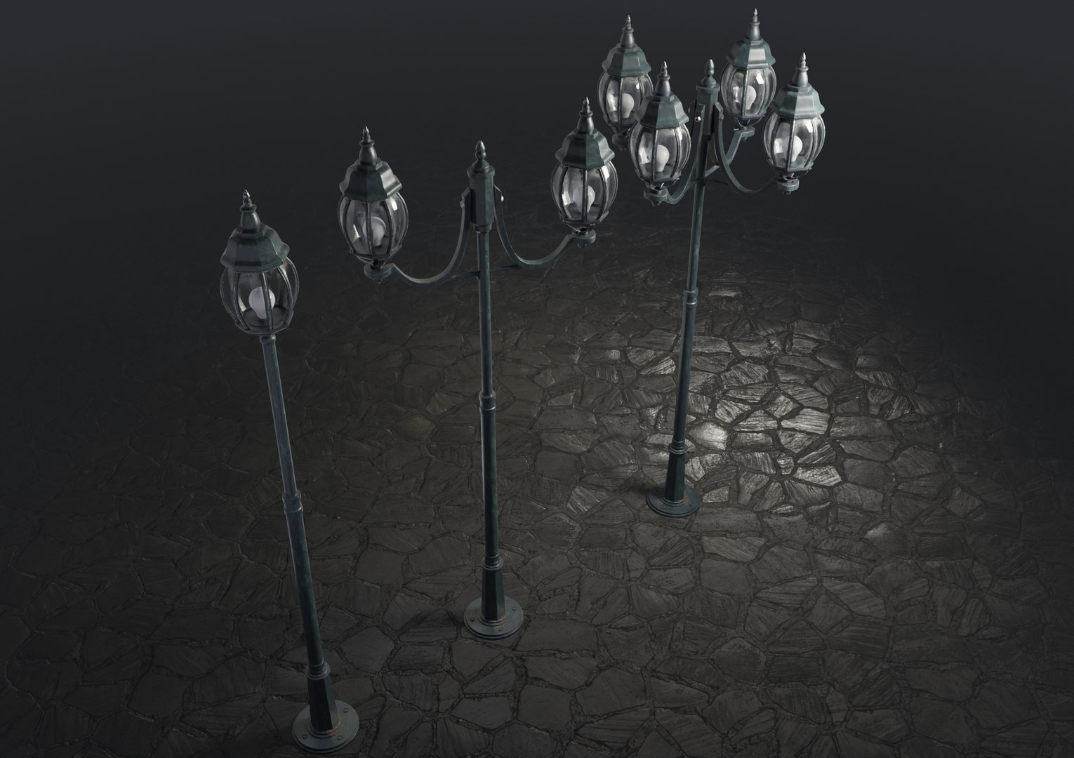 3D Set Of Bounded Street Lamps - TurboSquid 1960513