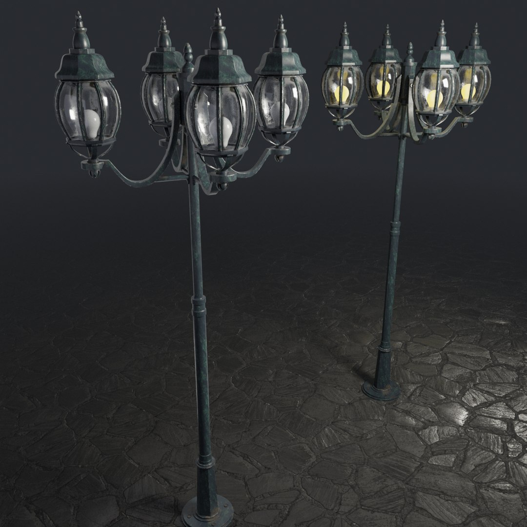 3D Set Of Bounded Street Lamps - TurboSquid 1960513