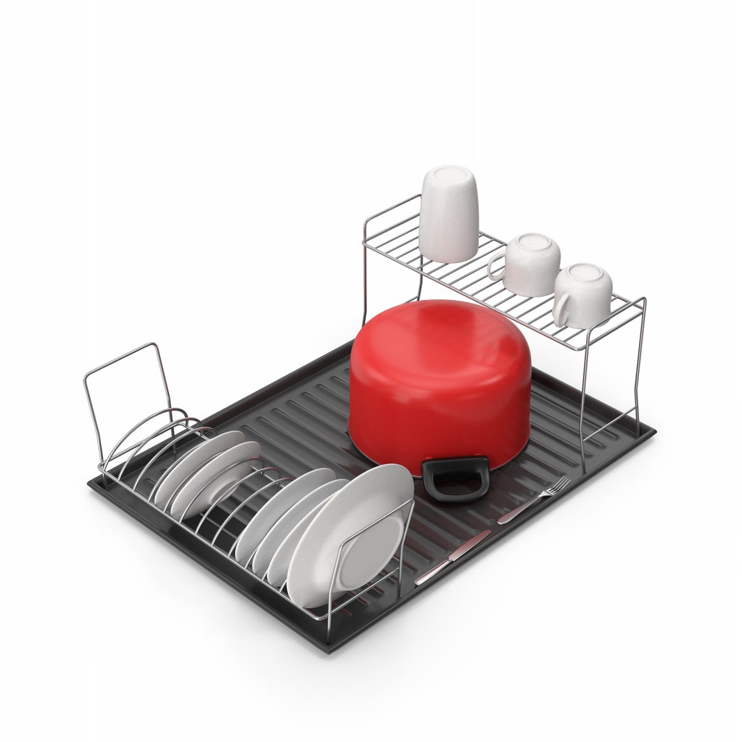 Dish Drainer Set Model - TurboSquid 2025689