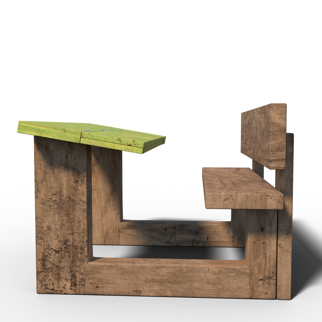 Wooden School Bench 3D - TurboSquid 2038005