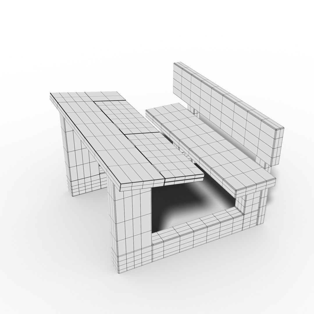 Wooden School Bench 3D - TurboSquid 2038005