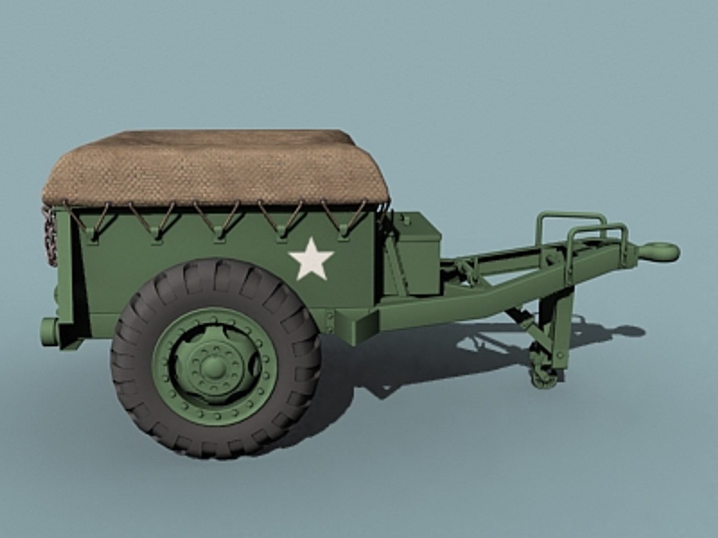 3d Wwii M10 Ammo Trailer