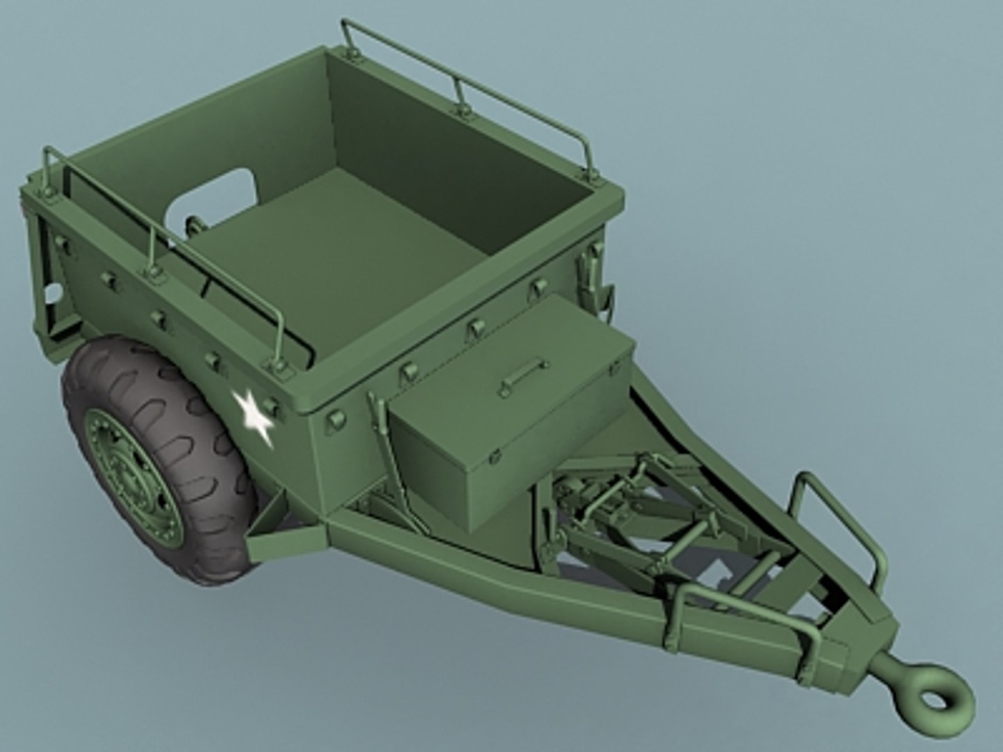 3d Wwii M10 Ammo Trailer