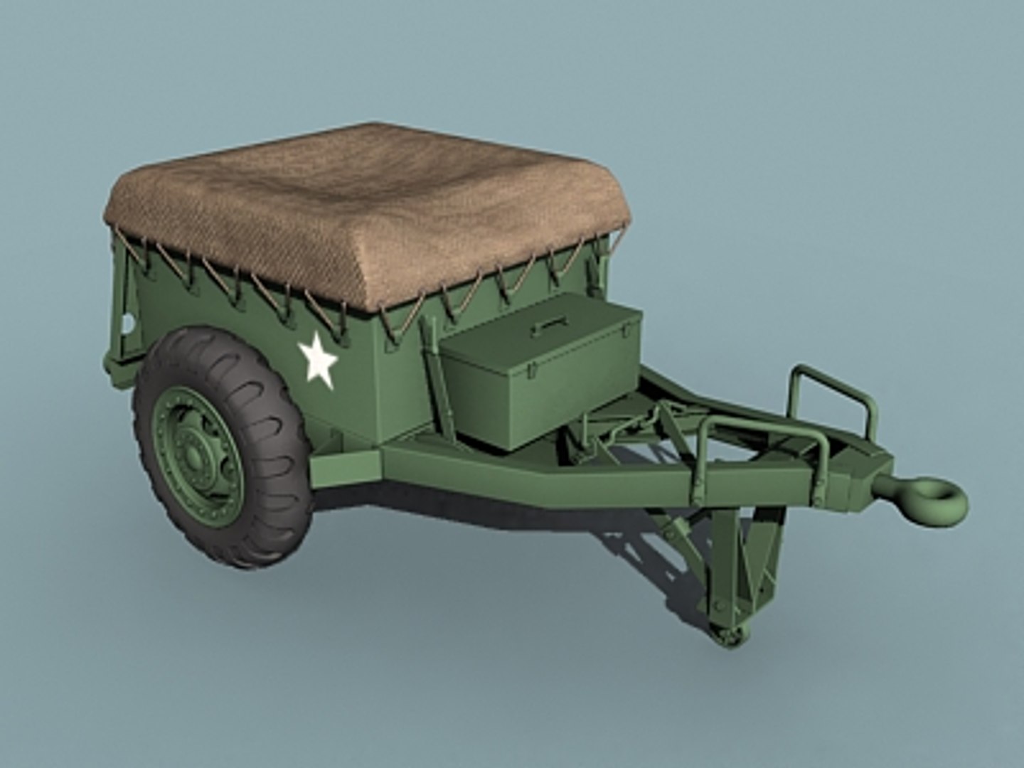 3d Wwii M10 Ammo Trailer
