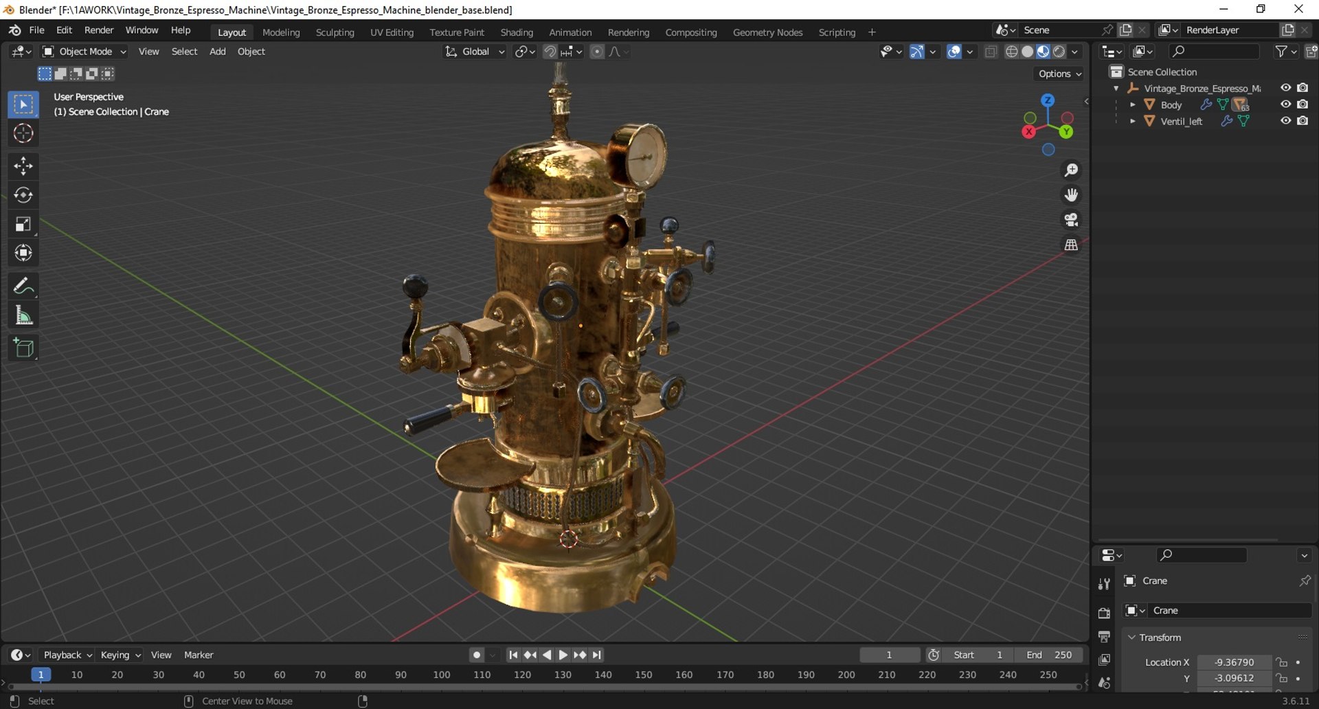 3D Vintage Bronze Espresso Machine Model - TurboSquid 2279704