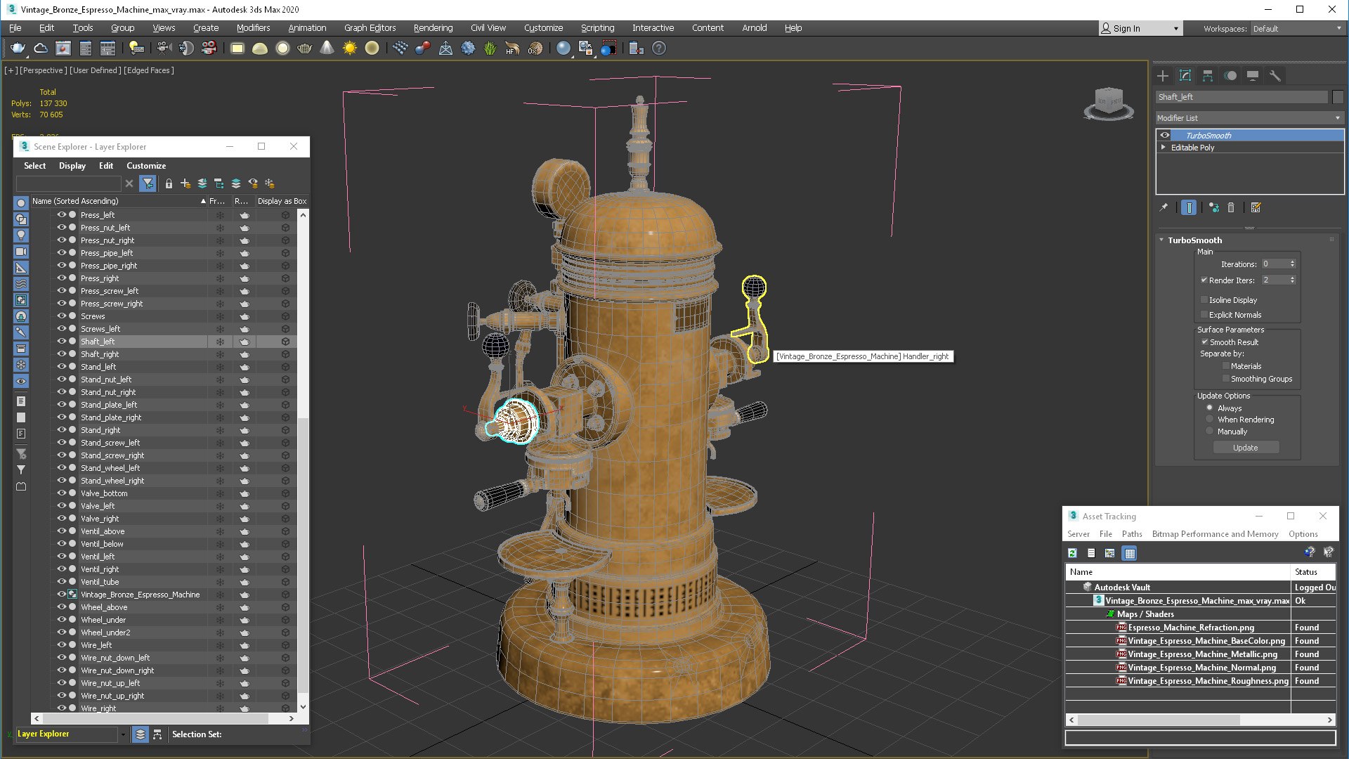 3D Vintage Bronze Espresso Machine Model - TurboSquid 2279704
