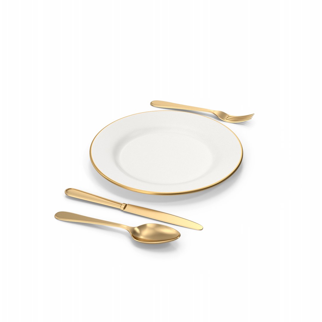 3D Gold Plate Setting - TurboSquid 1892675