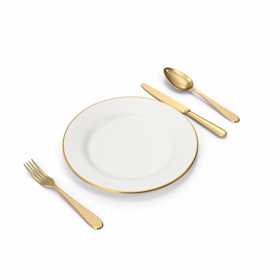3D Gold Plate Setting - TurboSquid 1892675