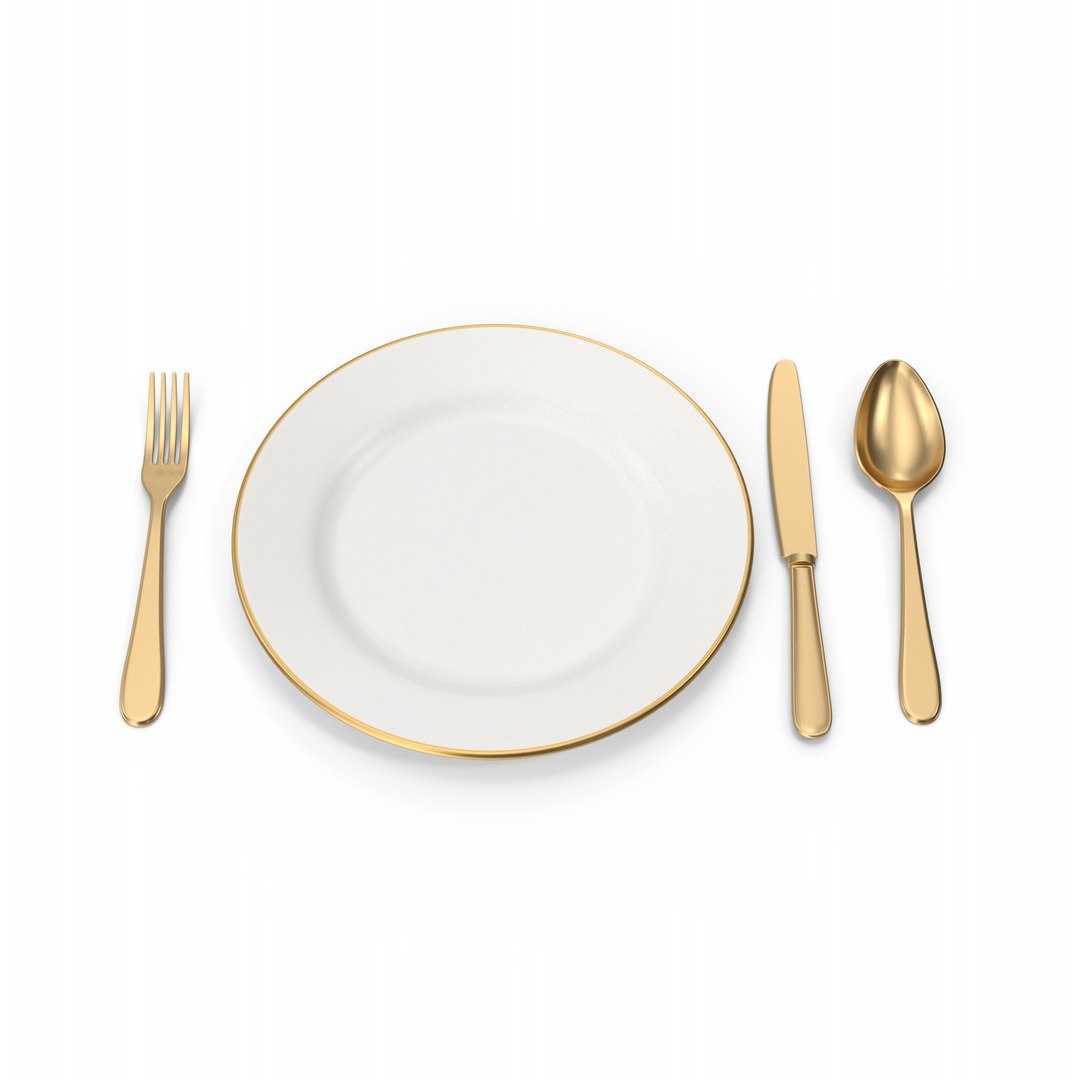 3D Gold Plate Setting - TurboSquid 1892675