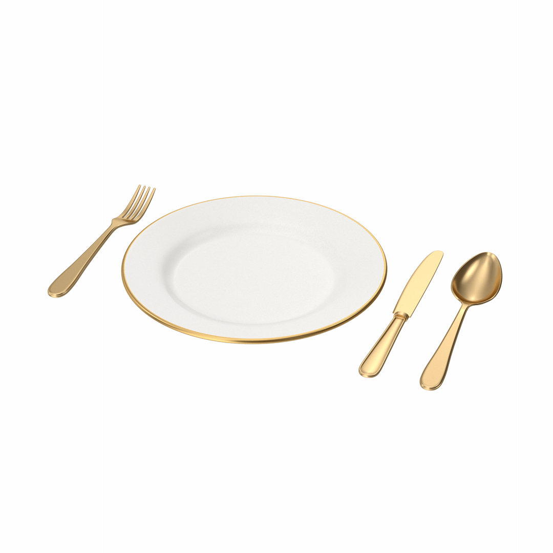 3D Gold Plate Setting - TurboSquid 1892675