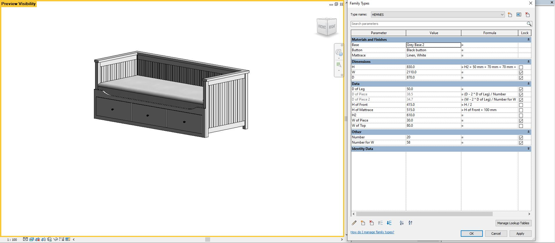 свободно 3D модель Модель кровати Revit family ikea Hemnes - TurboSquid ...
