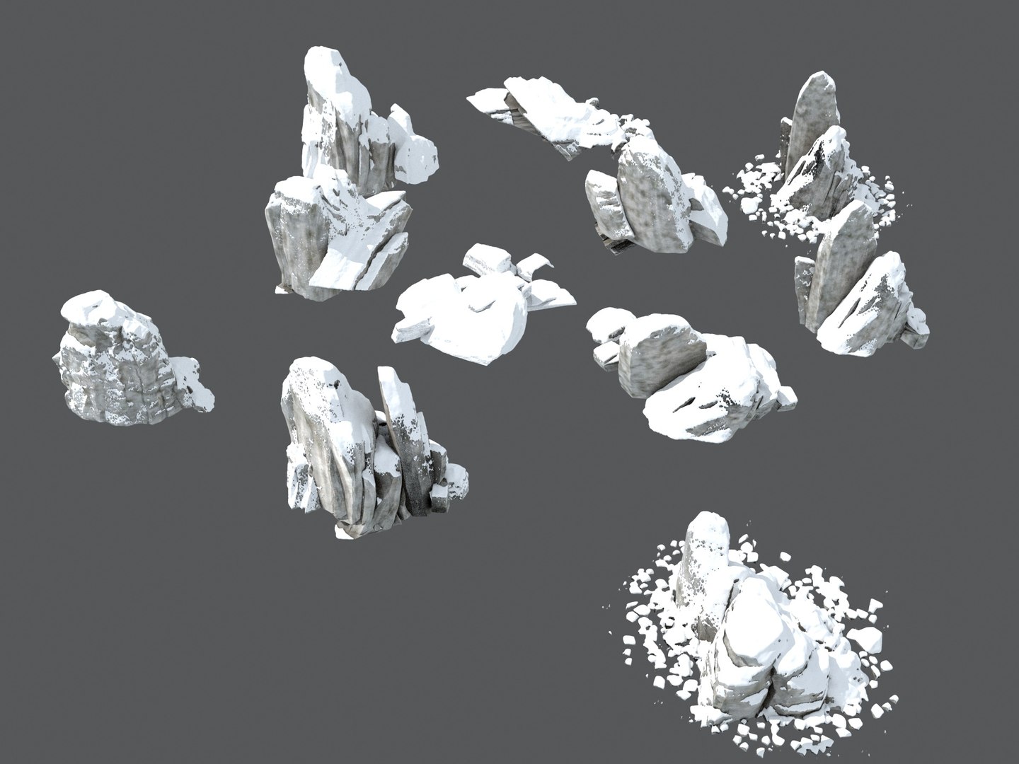 3D Snow Rocks - TurboSquid 2028481