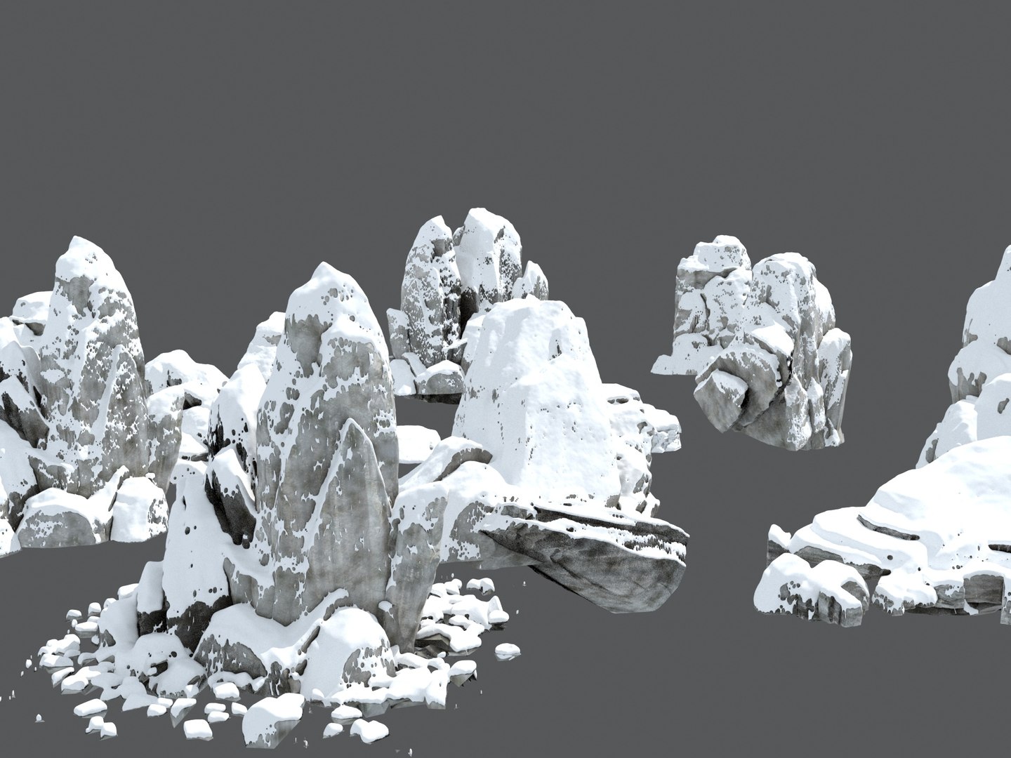 3D Snow Rocks - TurboSquid 2028481