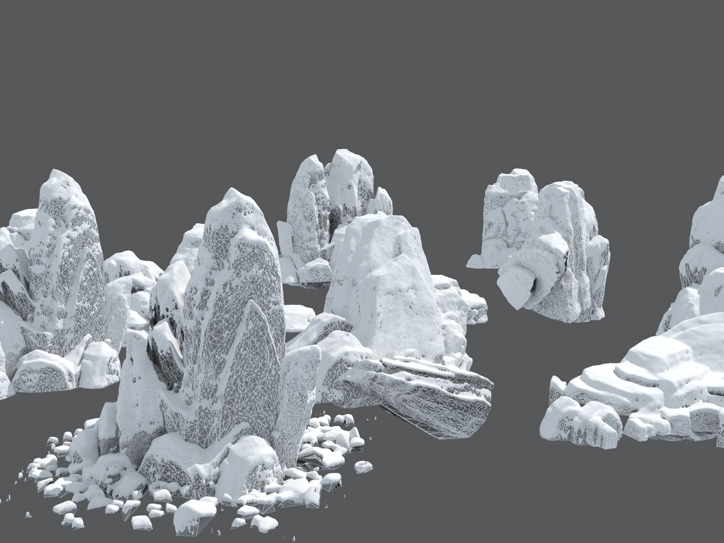 3D Snow Rocks - TurboSquid 2028481