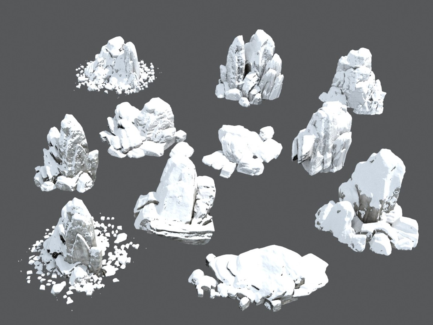 3D Snow Rocks - TurboSquid 2028481