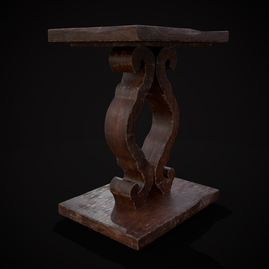3D Mahogany Medieval Antique Table Stand - TurboSquid 1984813