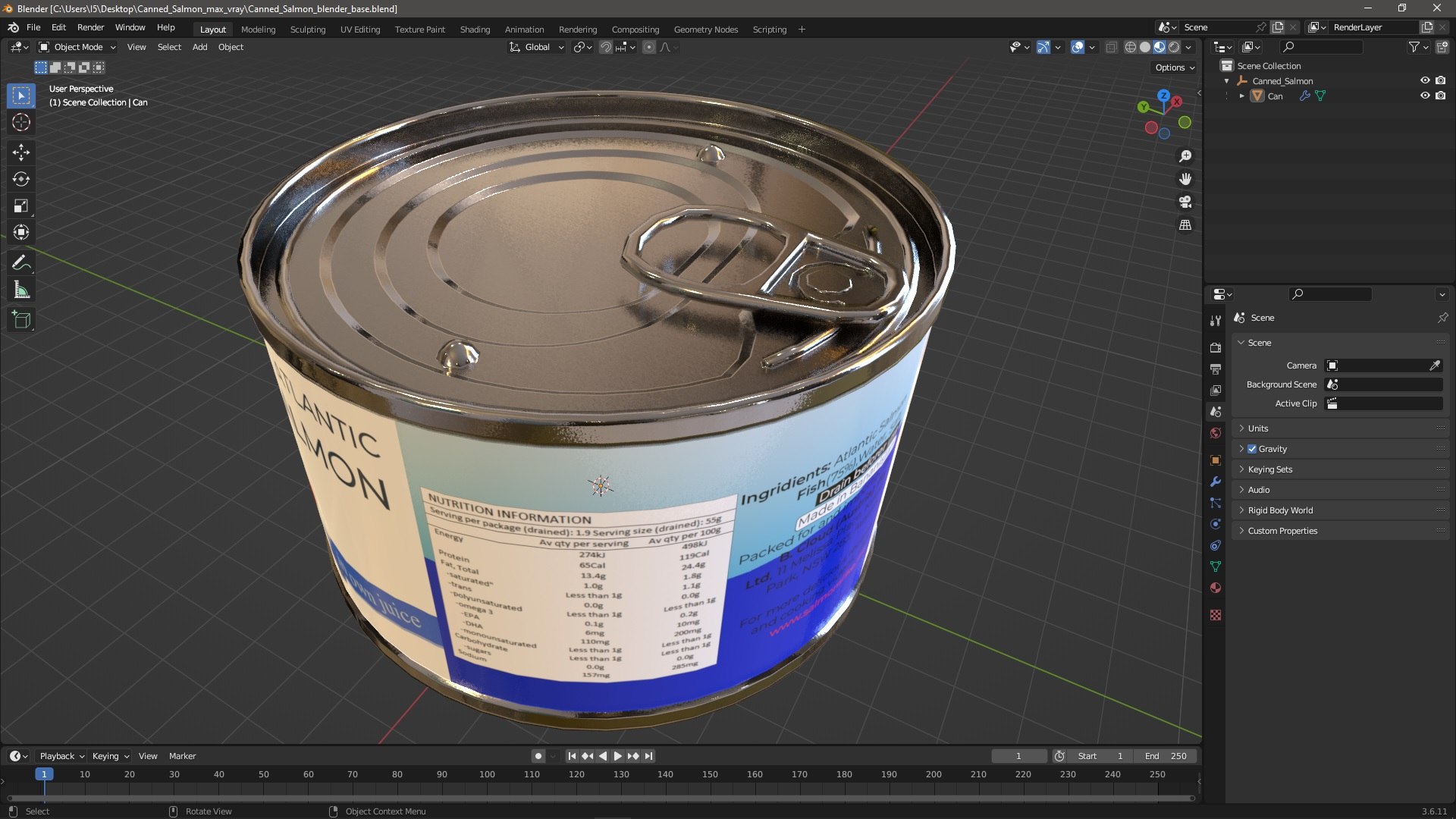 Canned Salmon Model - TurboSquid 2269726