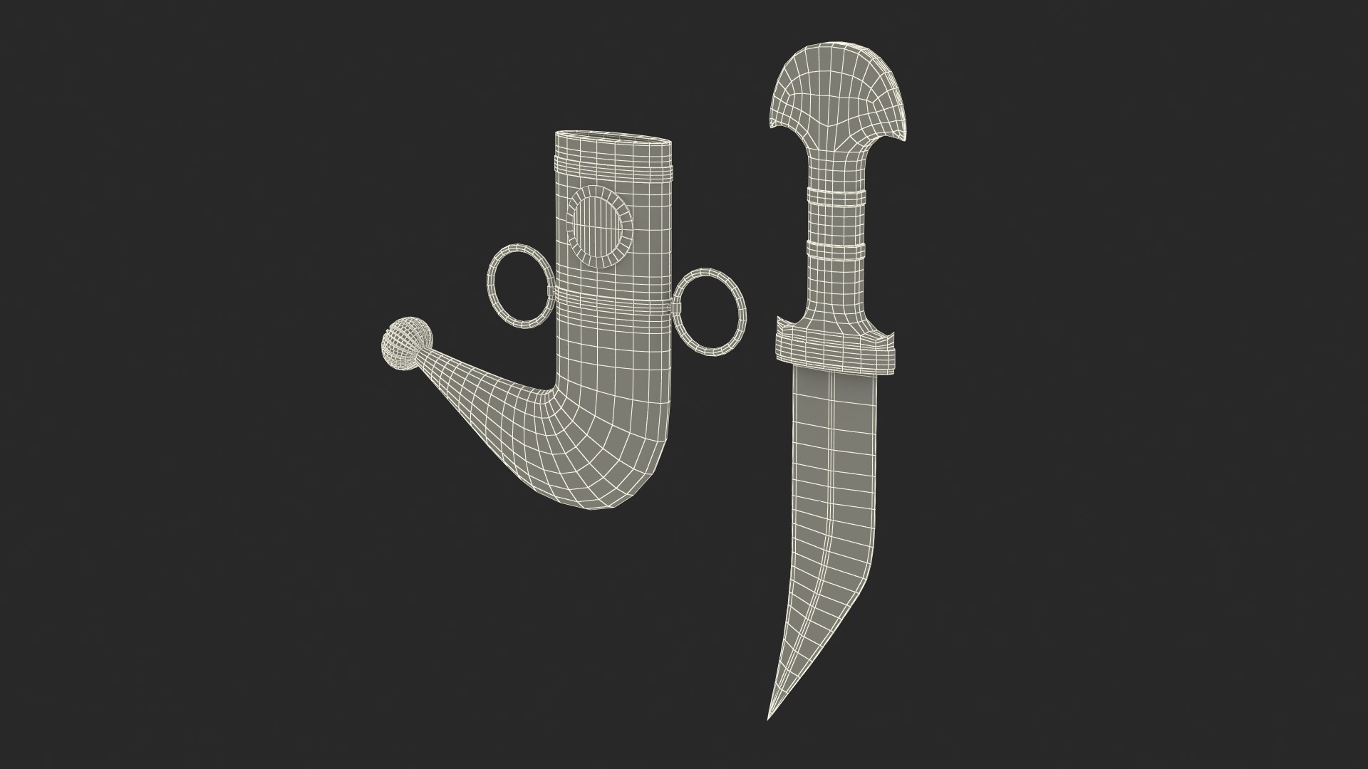 3D Model Antique Shibriya Dagger With Ornate Sheath - TurboSquid 2424564