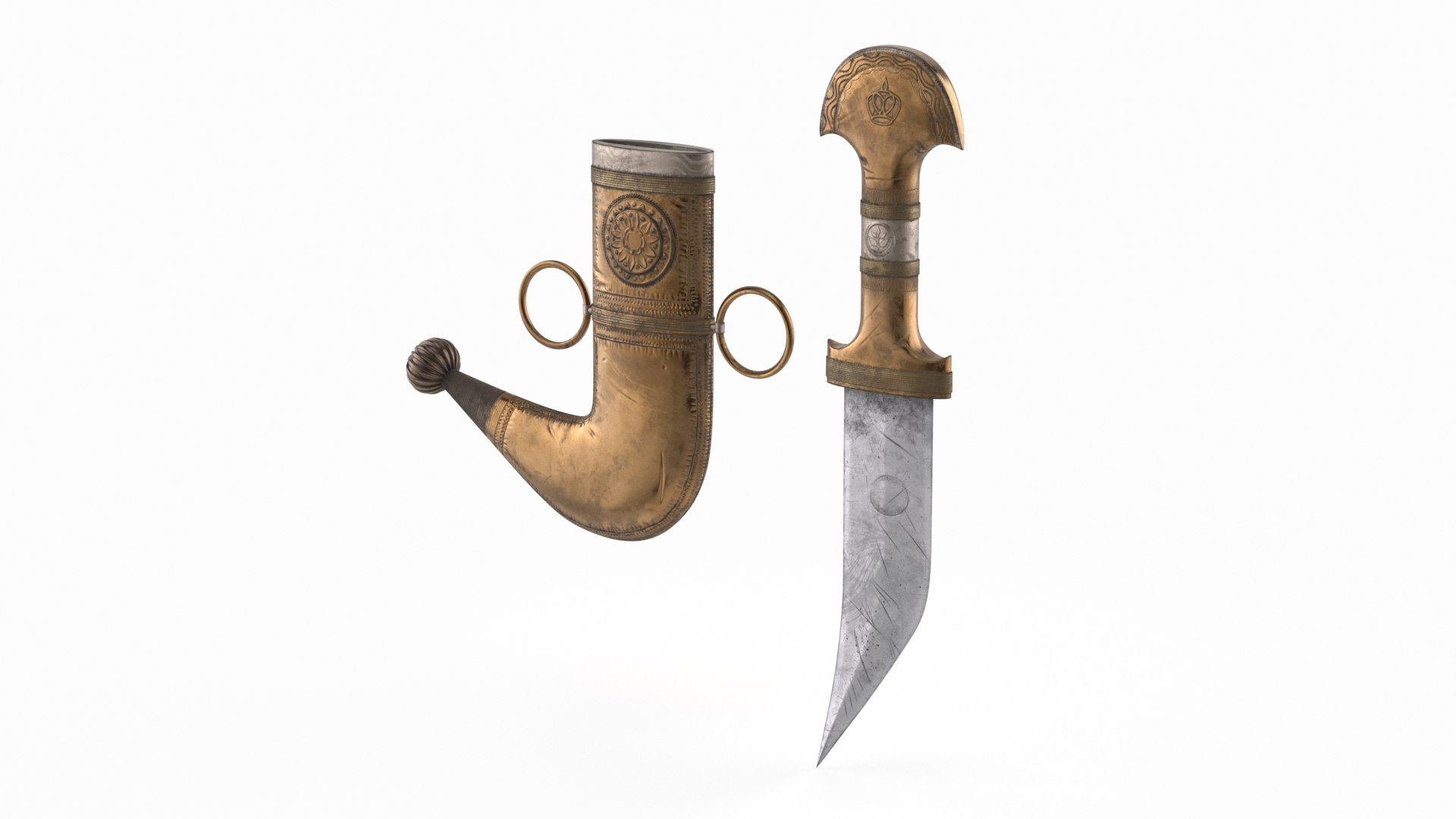 3D Model Antique Shibriya Dagger With Ornate Sheath - TurboSquid 2424564