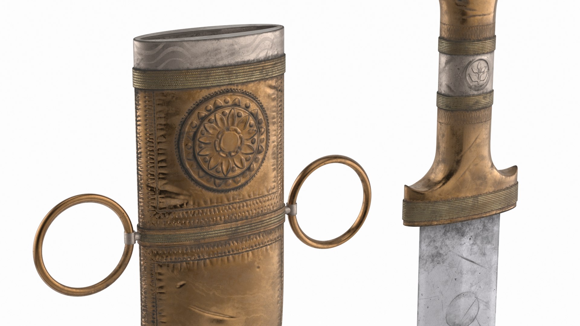 3D Model Antique Shibriya Dagger With Ornate Sheath - TurboSquid 2424564