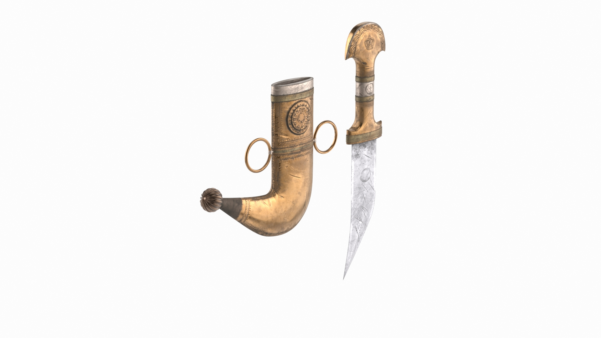 3D Model Antique Shibriya Dagger With Ornate Sheath - TurboSquid 2424564