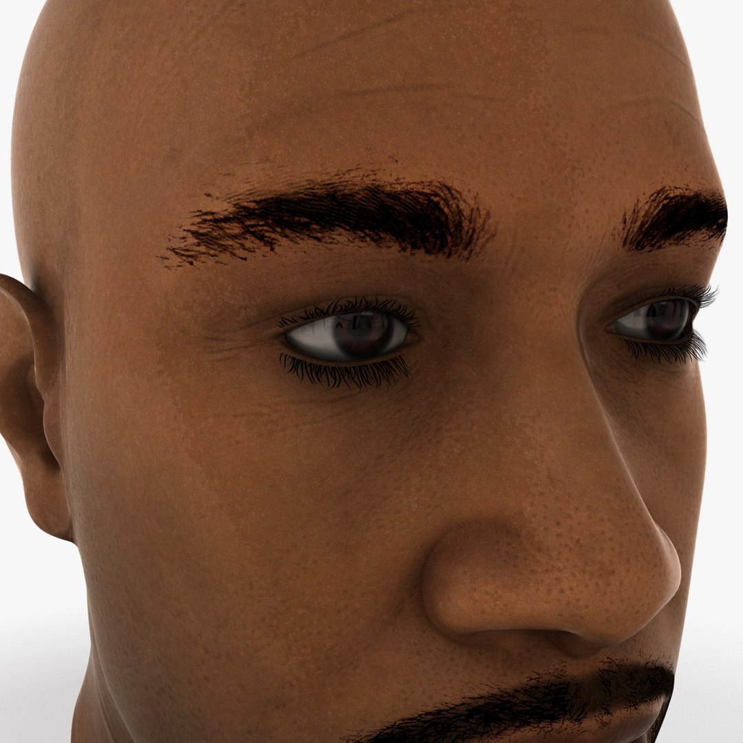 Black Male Head 2 3d Model