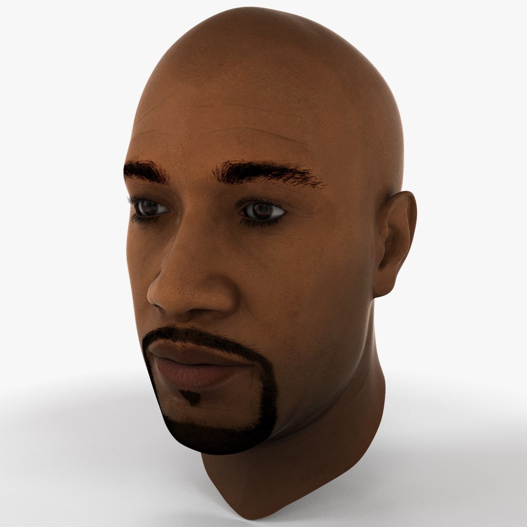 Black Male Head 2 3d Model
