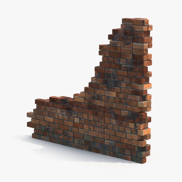 3d model dirty brick wall section