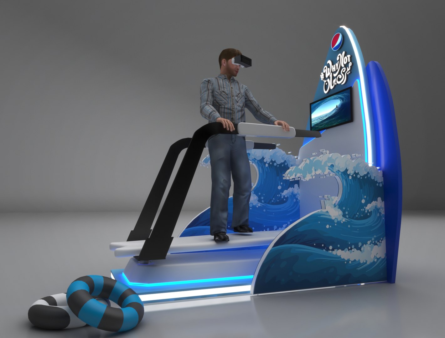 3D Model 3D Gaming Experience On A Static Surfing Board - TurboSquid ...