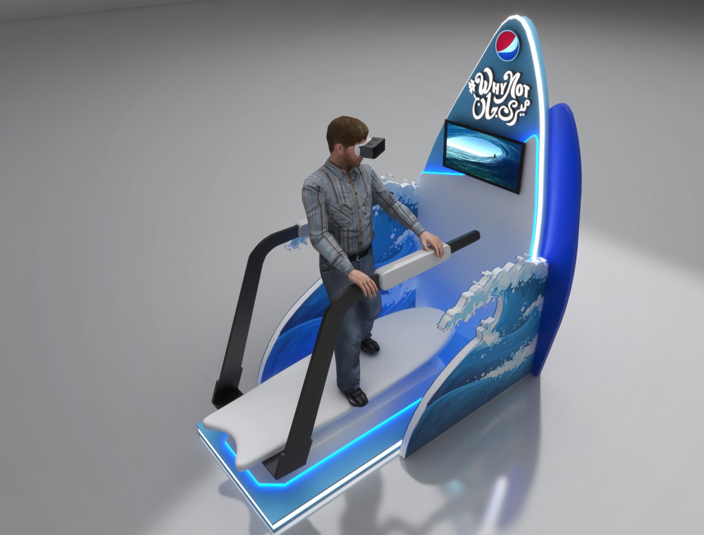 3D Model 3D Gaming Experience On A Static Surfing Board - TurboSquid ...