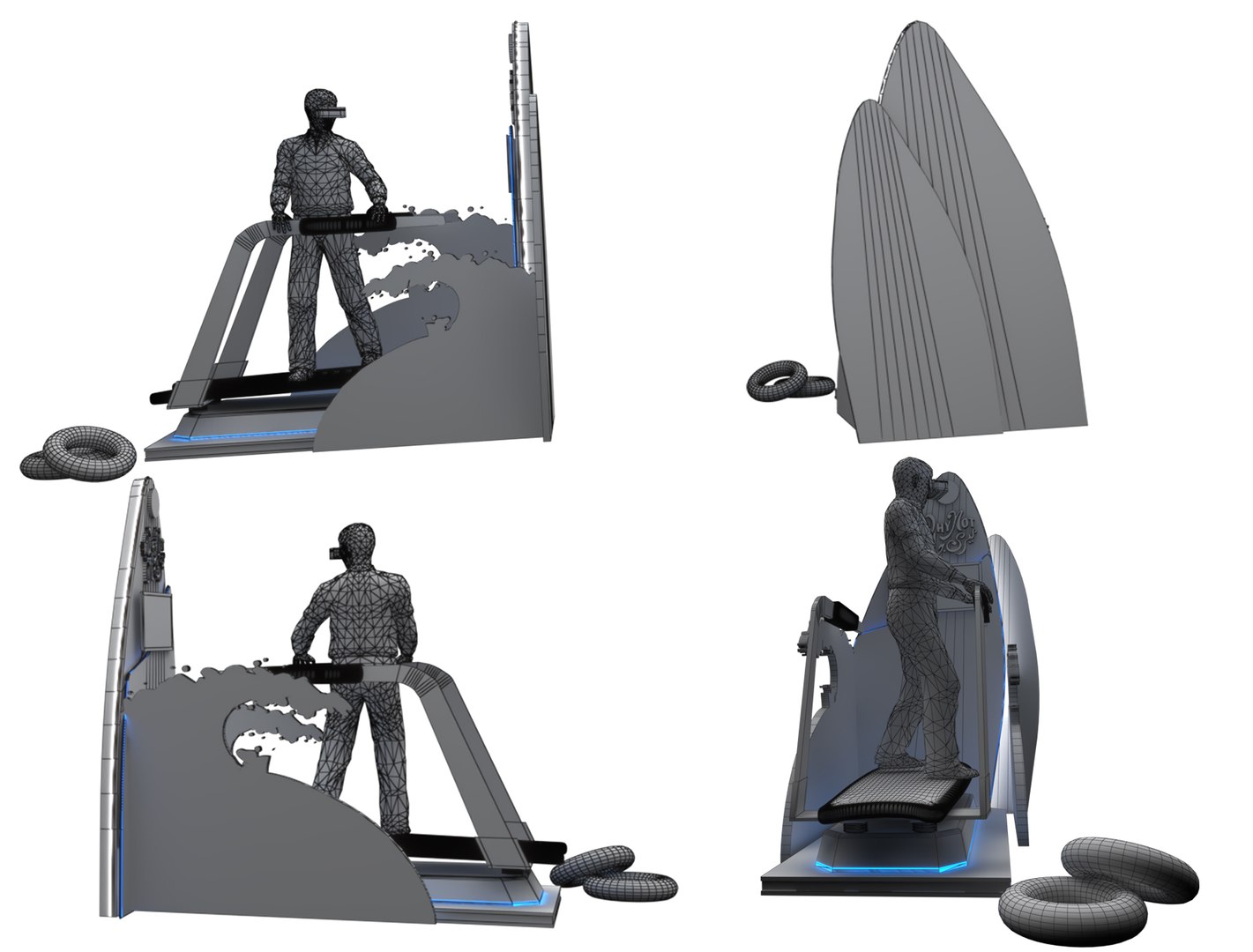 3D Model 3D Gaming Experience On A Static Surfing Board - TurboSquid ...