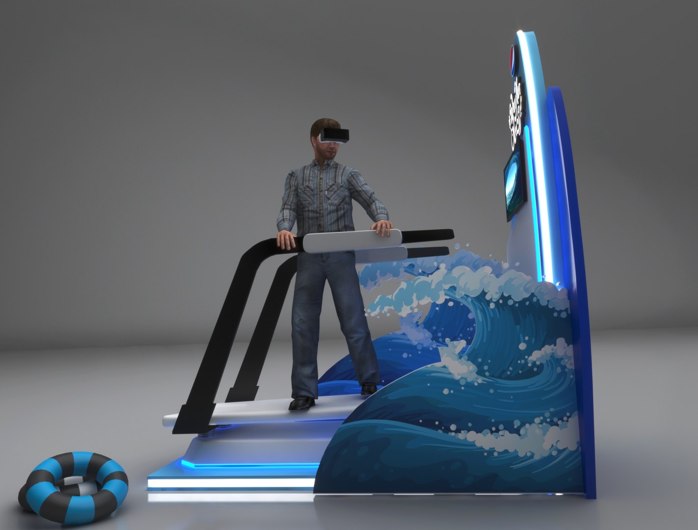 3D Model 3D Gaming Experience On A Static Surfing Board - TurboSquid ...