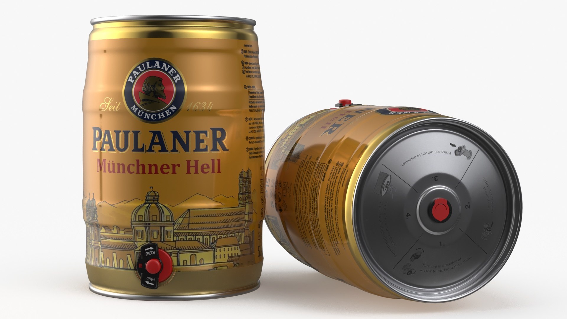 Paulaner Beer 5 Liter Barrel 3D Model - TurboSquid 2276750