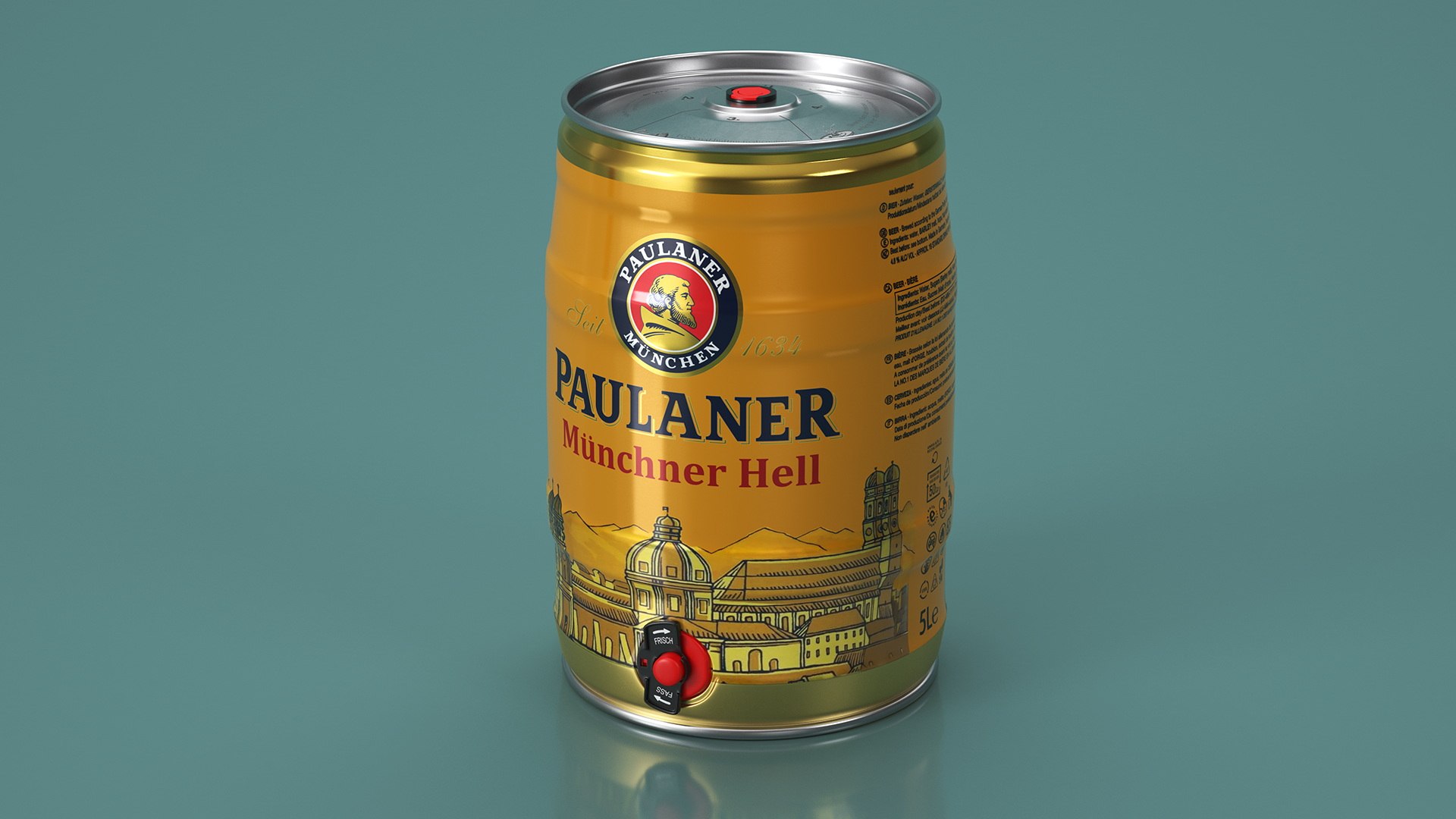 Paulaner Beer 5 Liter Barrel 3D Model - TurboSquid 2276750