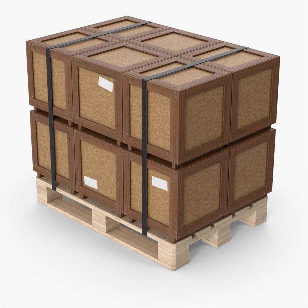 3D Wooden Crate Cargo Boxes On Pallet - TurboSquid 2072318