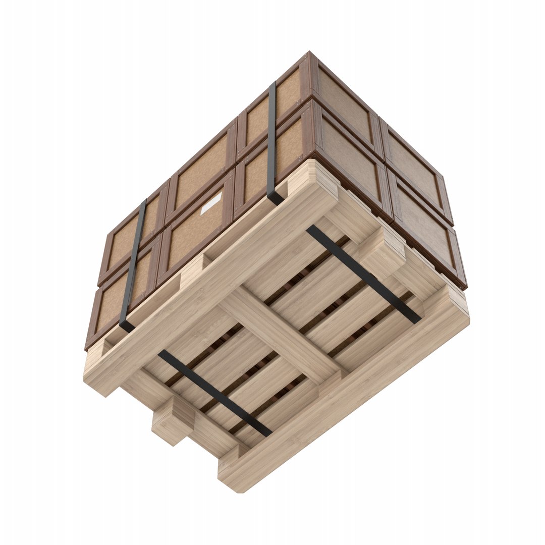 3D Wooden Crate Cargo Boxes On Pallet - TurboSquid 2072318