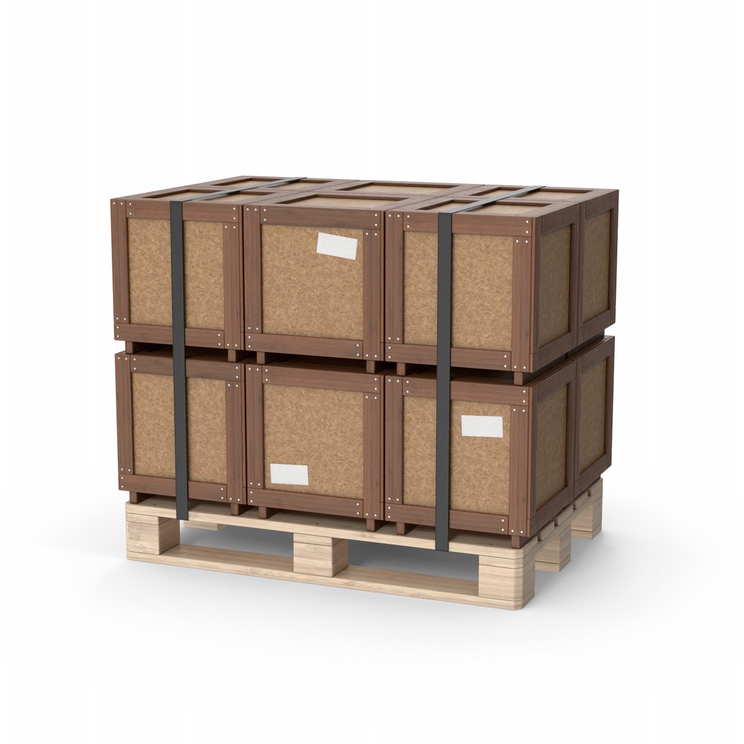 3D Wooden Crate Cargo Boxes On Pallet - TurboSquid 2072318