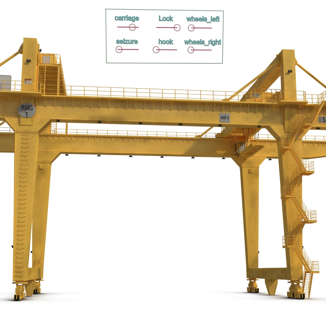 3d model rail mounted gantry container crane