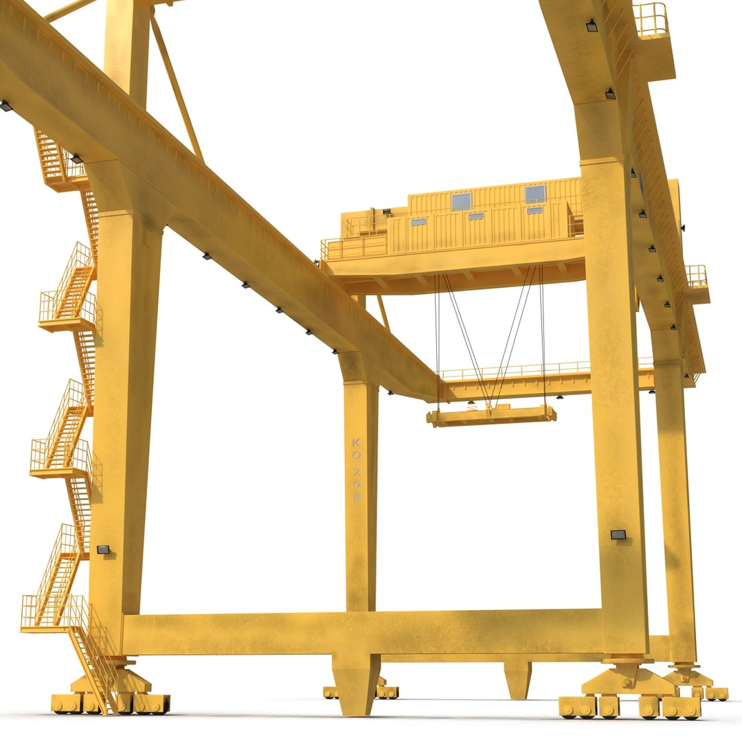 3d model rail mounted gantry container crane