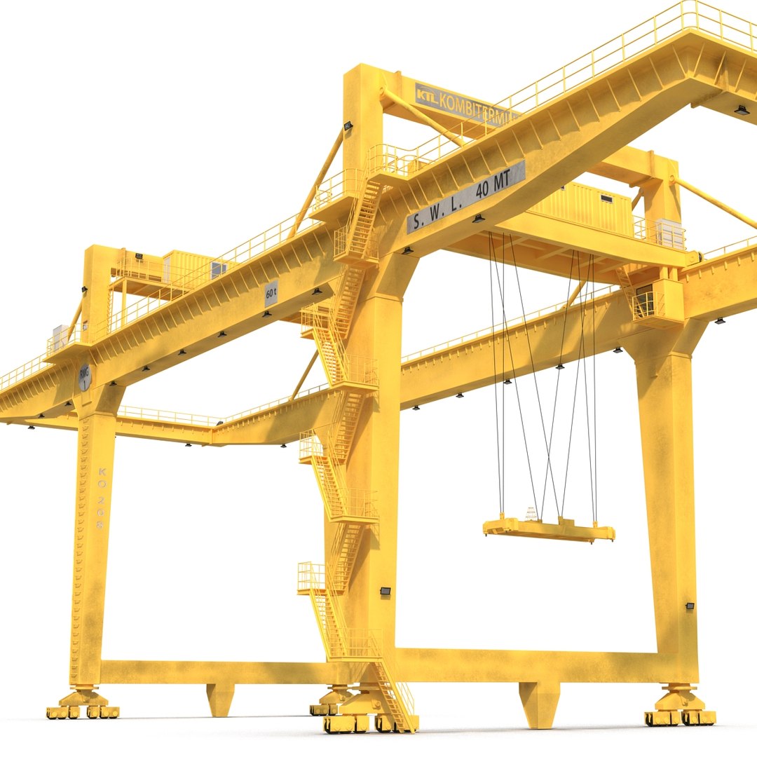 3d model rail mounted gantry container crane