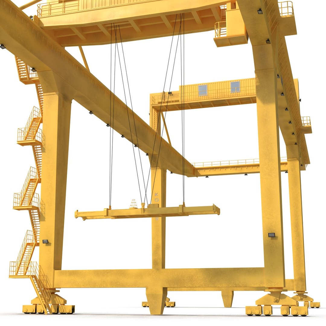 3d model rail mounted gantry container crane