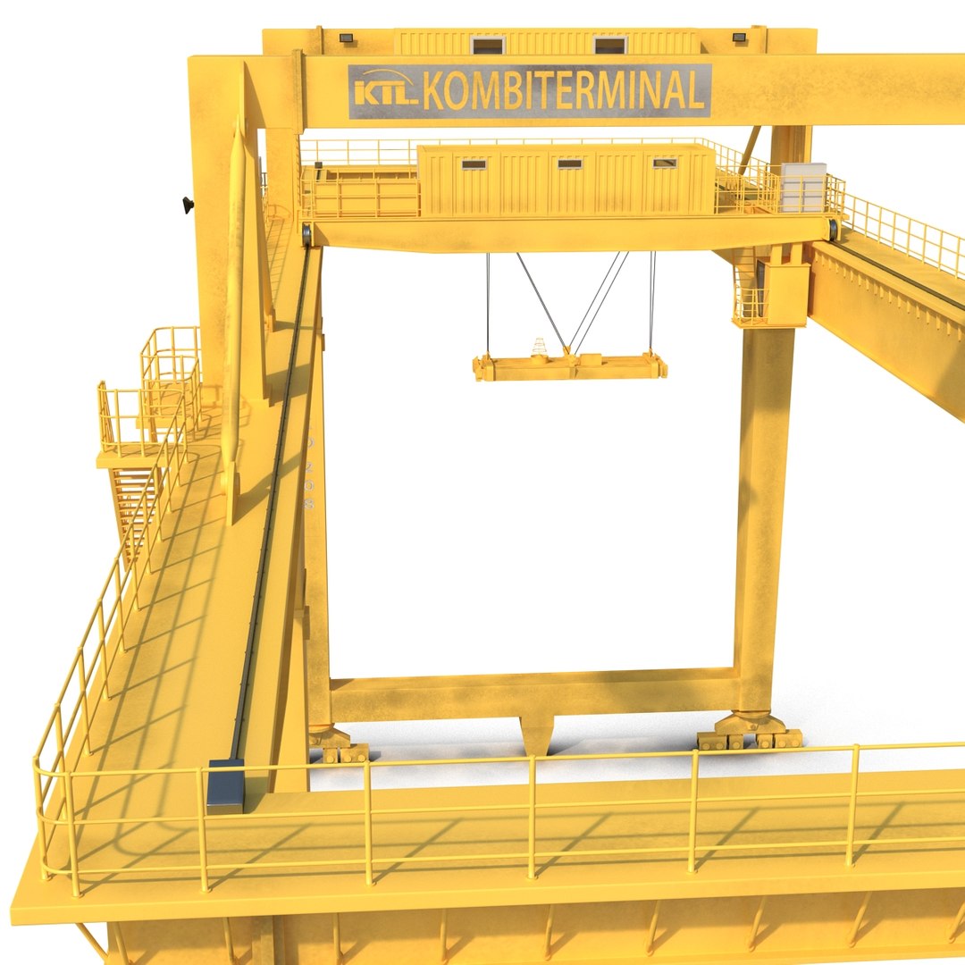 3d model rail mounted gantry container crane