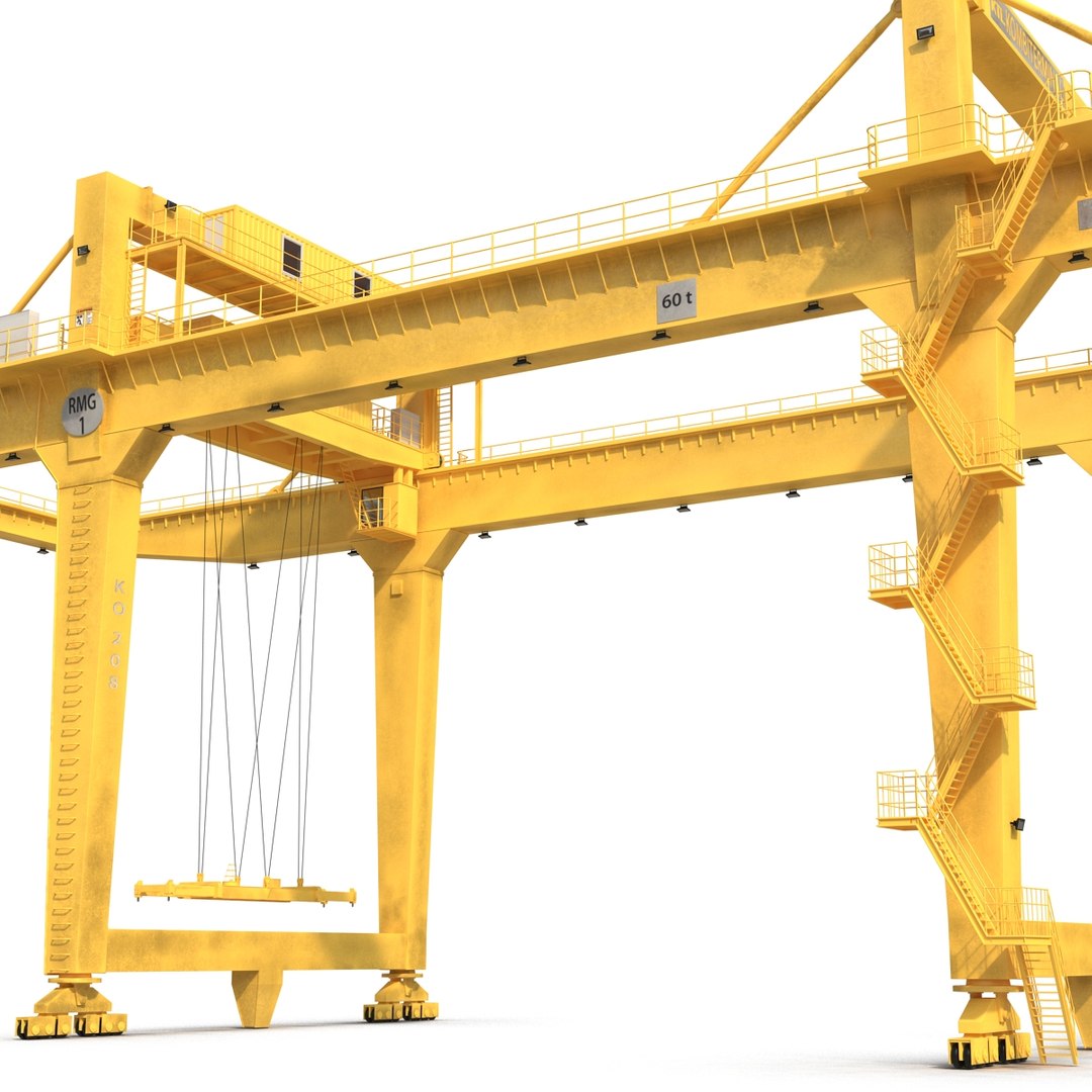 3d model rail mounted gantry container crane